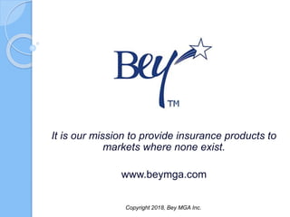 Insurance Innovation Award-BEY MGA Inc. | PPTX