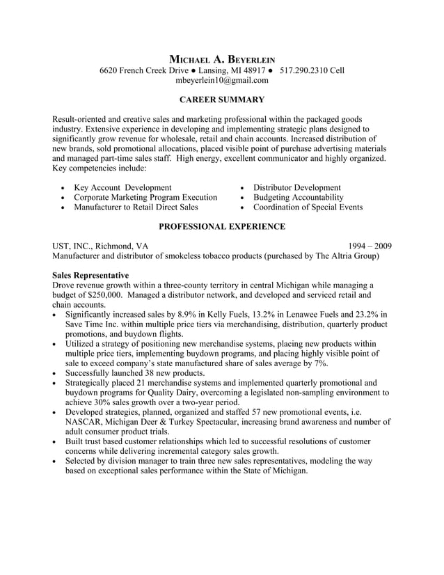 Beyerlein, Michael Resume | PDF