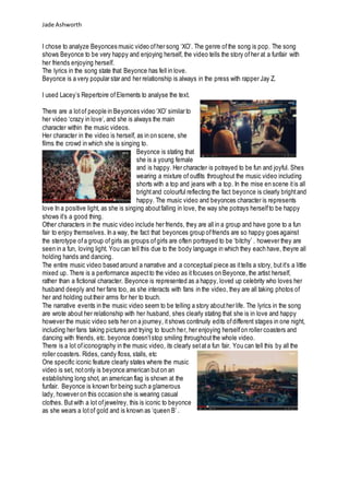 Beyonce music video analysis | DOCX