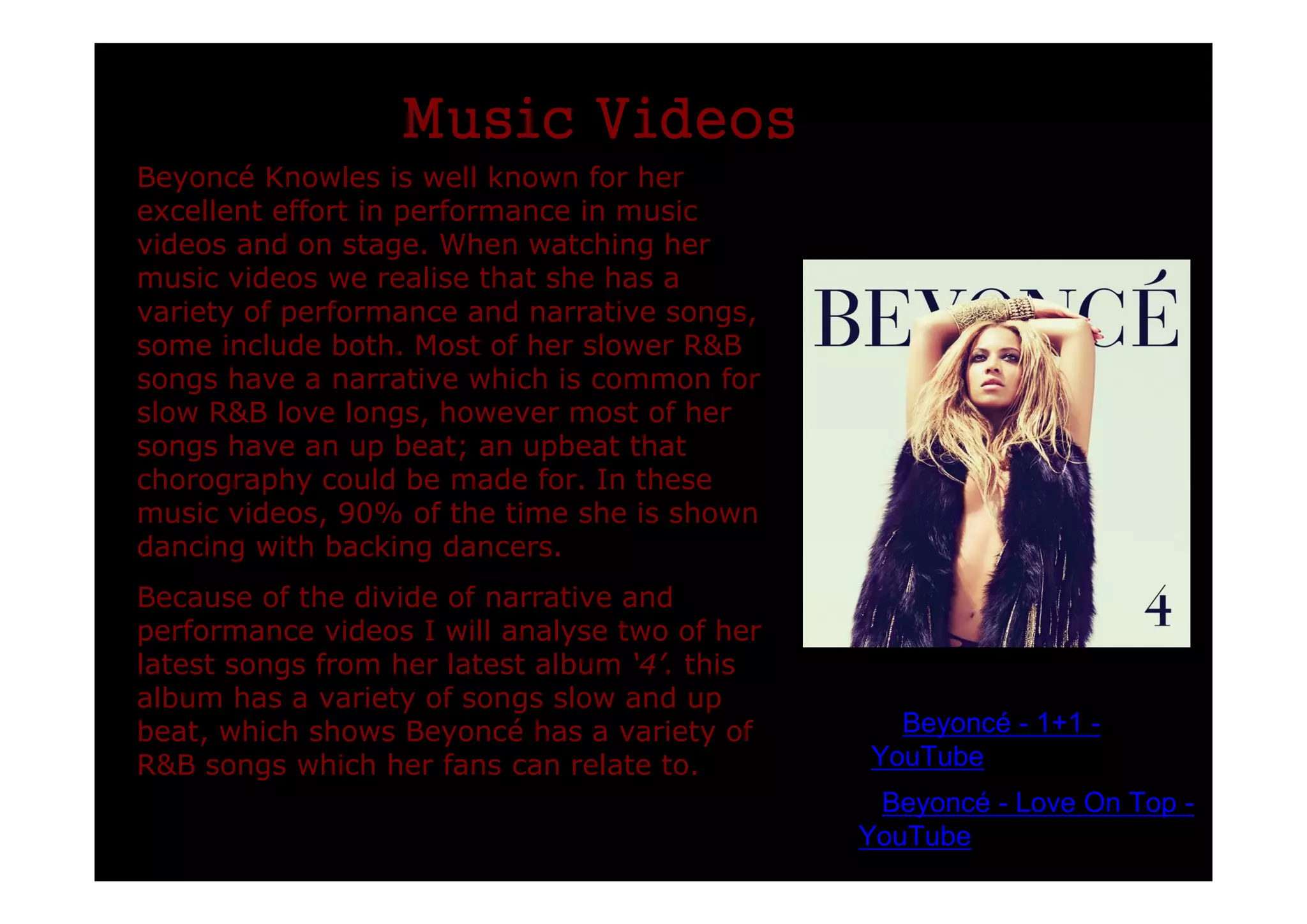 Beyonce influence presentation.... | PDF | Music Video | Genres