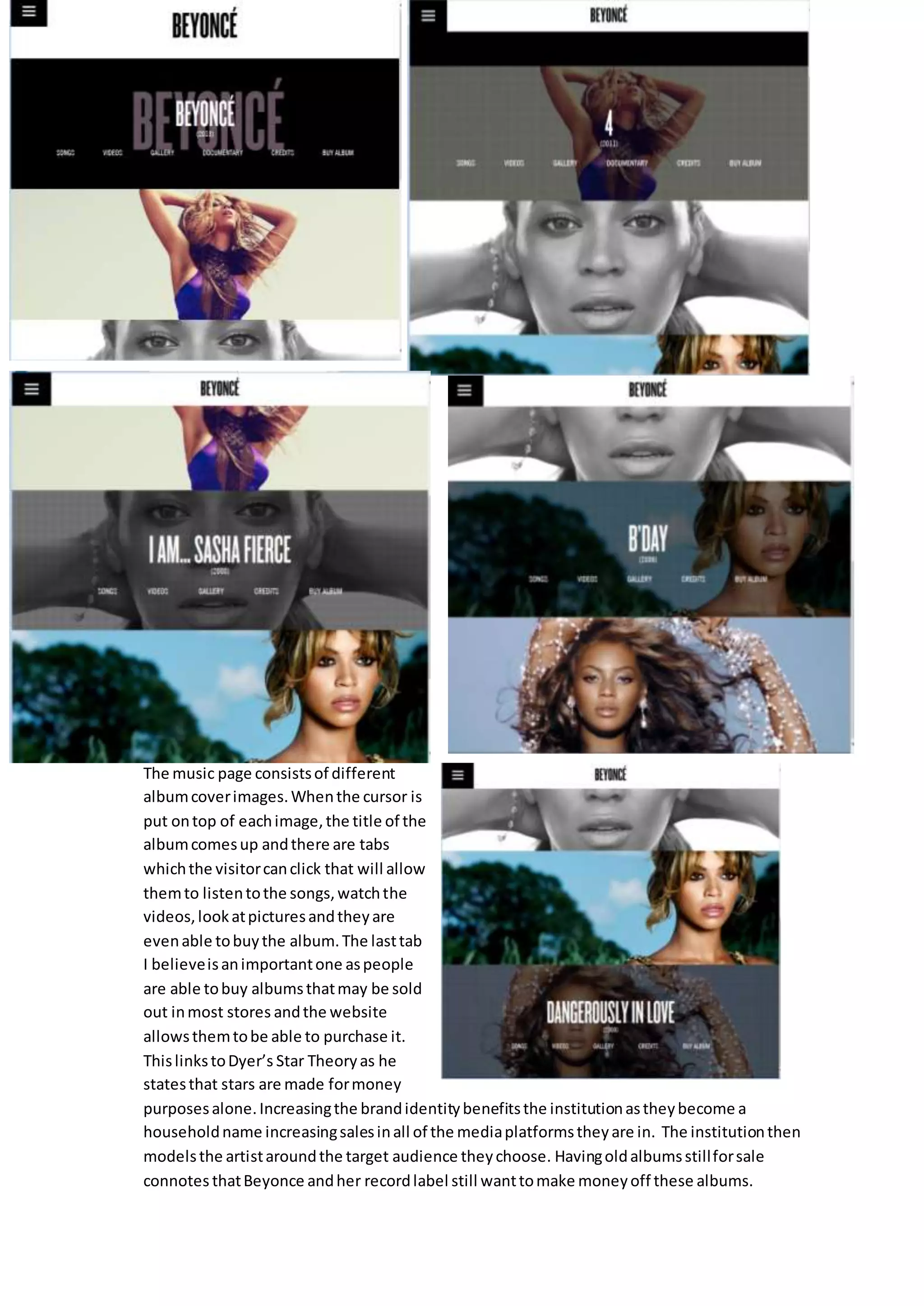 Beyonce website analysis | DOCX