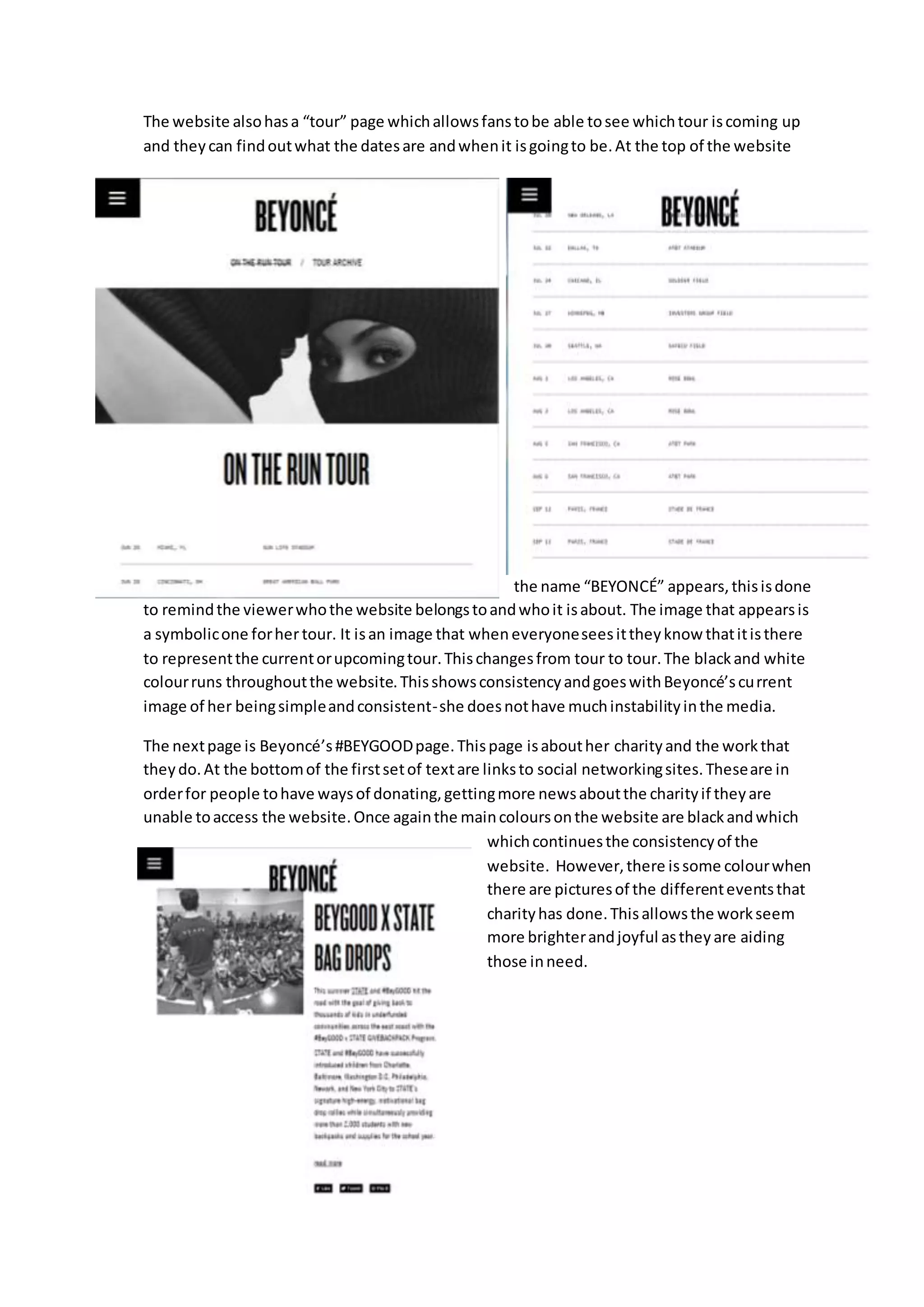 Beyonce website analysis | DOCX