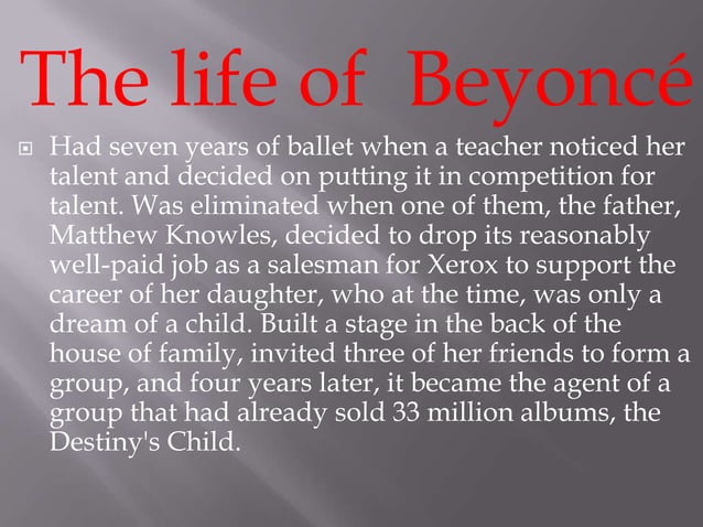 Beyoncé - slide presentation | PPTX | R&B/Soul/Funk | Music