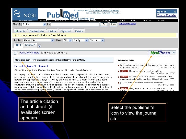 Searching Beyond PubMed Central: Free Full-text Articles in The Natio…