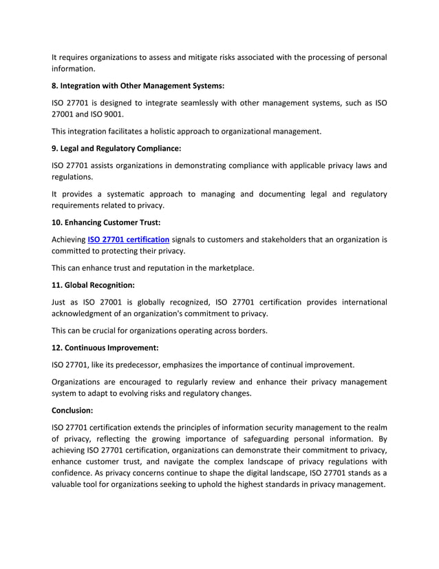 Beyond ISO 27001: A Closer Look at ISO 27701 Certification | PDF
