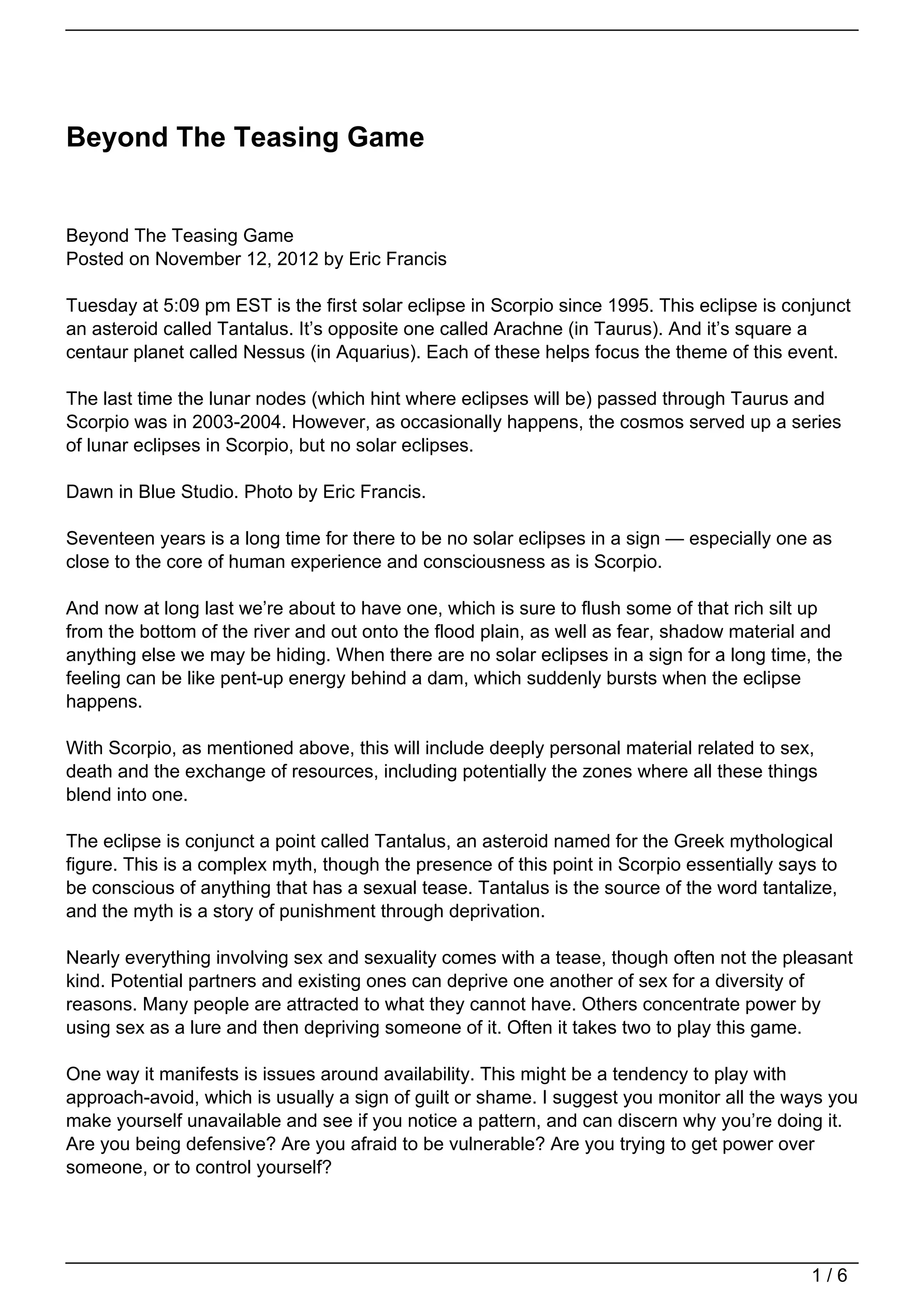 Beyond The Teasing Game | PDF