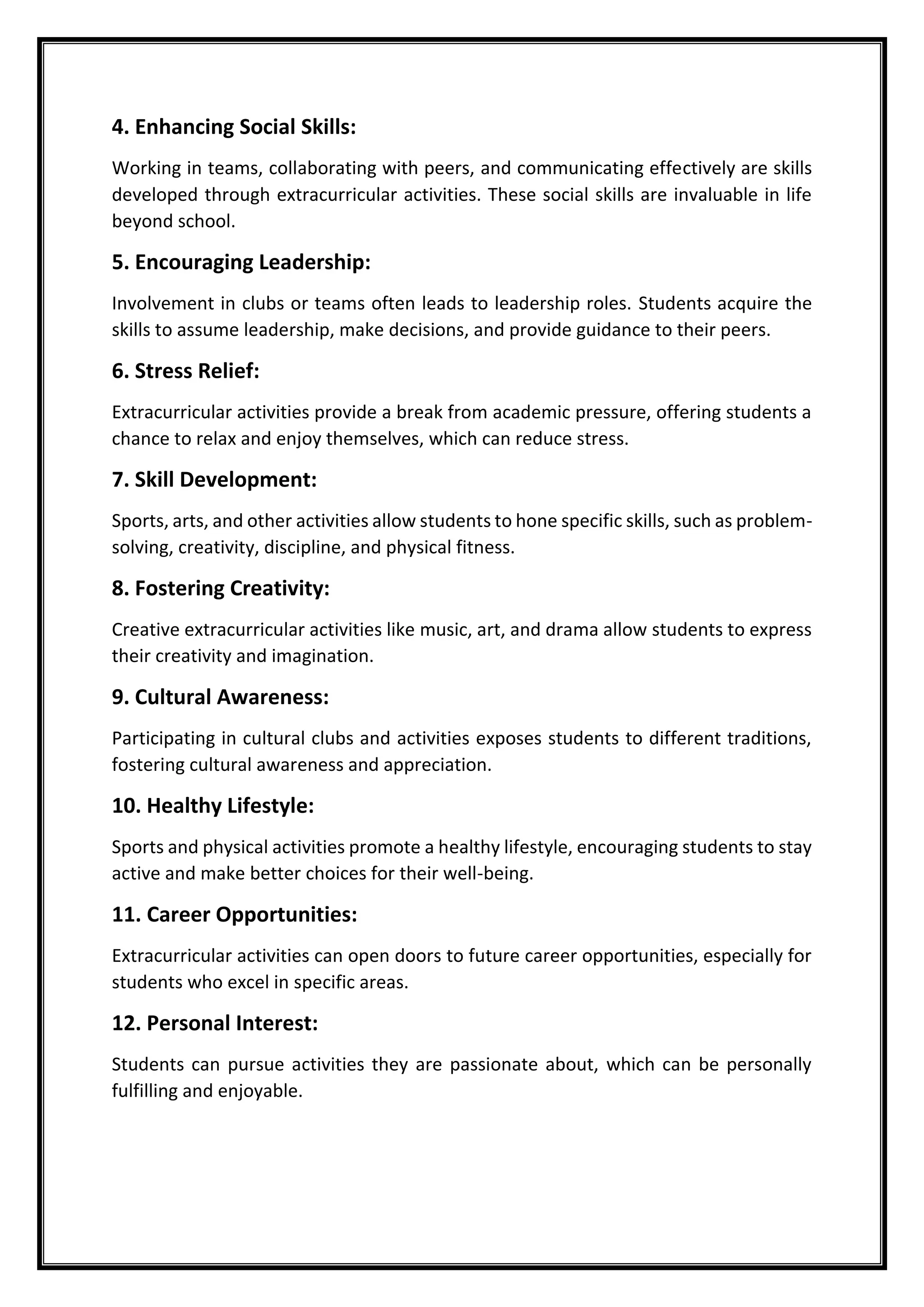 Beyond Academics Extracurricular Activities in CBSE Board Schools | PDF