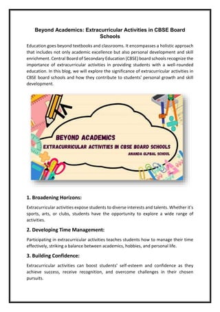Beyond Academics Extracurricular Activities in CBSE Board Schools | PDF