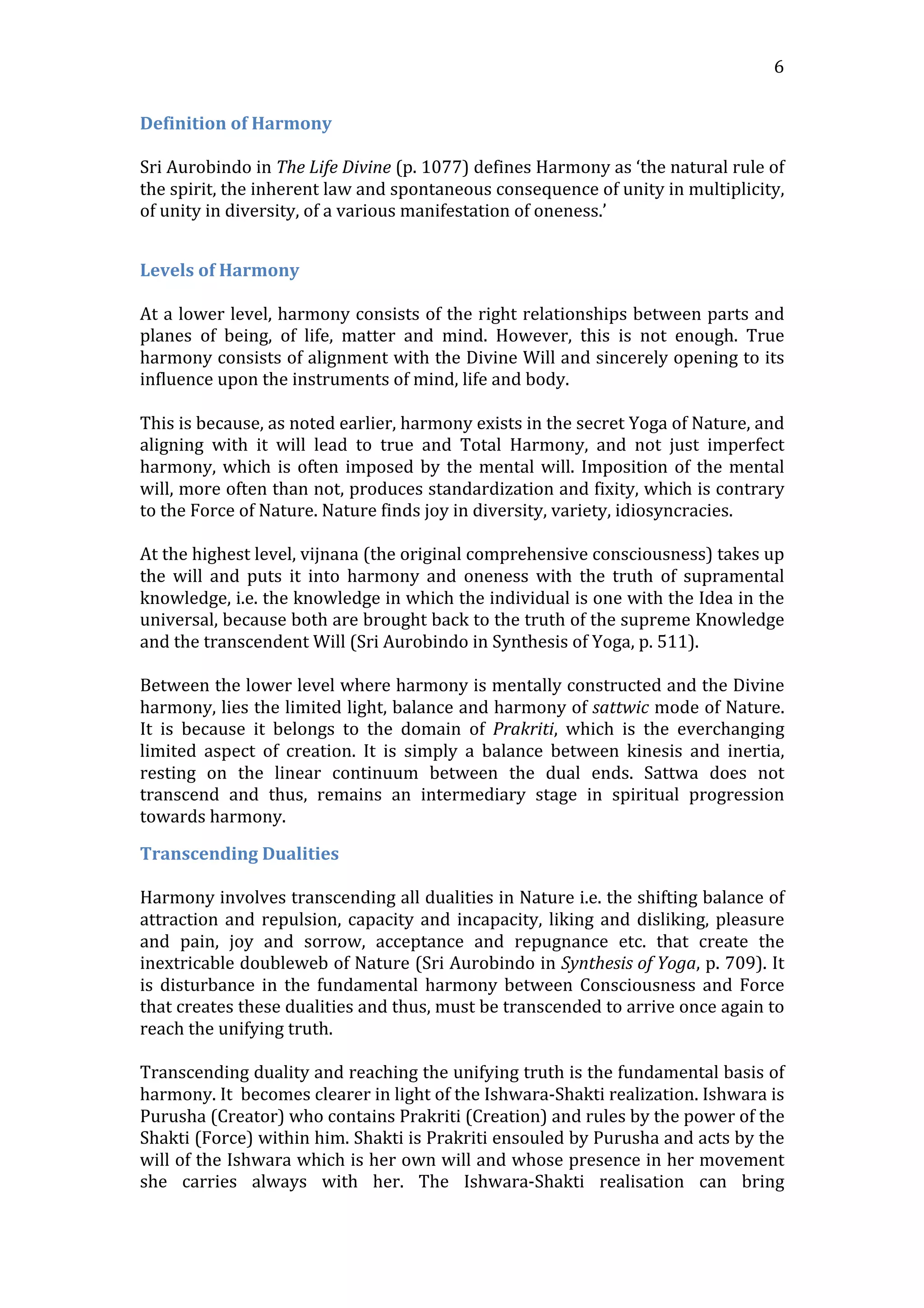 Harmony: The joy of 'unity in diversity' beyond apparent duality | PDF ...