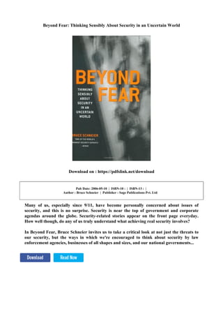 Beyond fear: thinking sensibly about security in an uncertain world | PDF