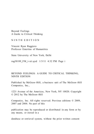 Beyond FeelingsA Guide to Critical ThinkingN I N T H | DOCX