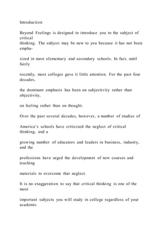 Beyond FeelingsA Guide to Critical ThinkingN I N T H | DOCX