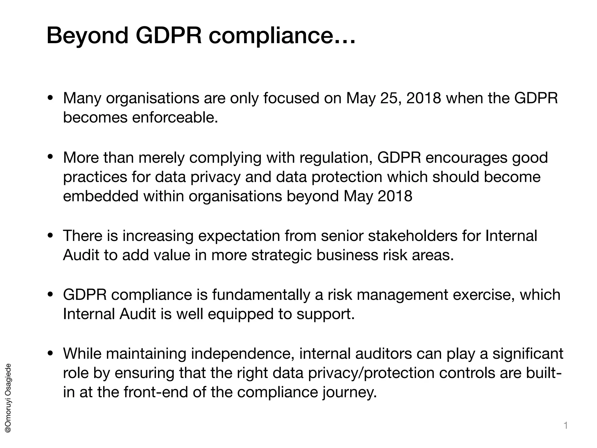 Beyond GDPR Compliance - Role of Internal Audit | PPT