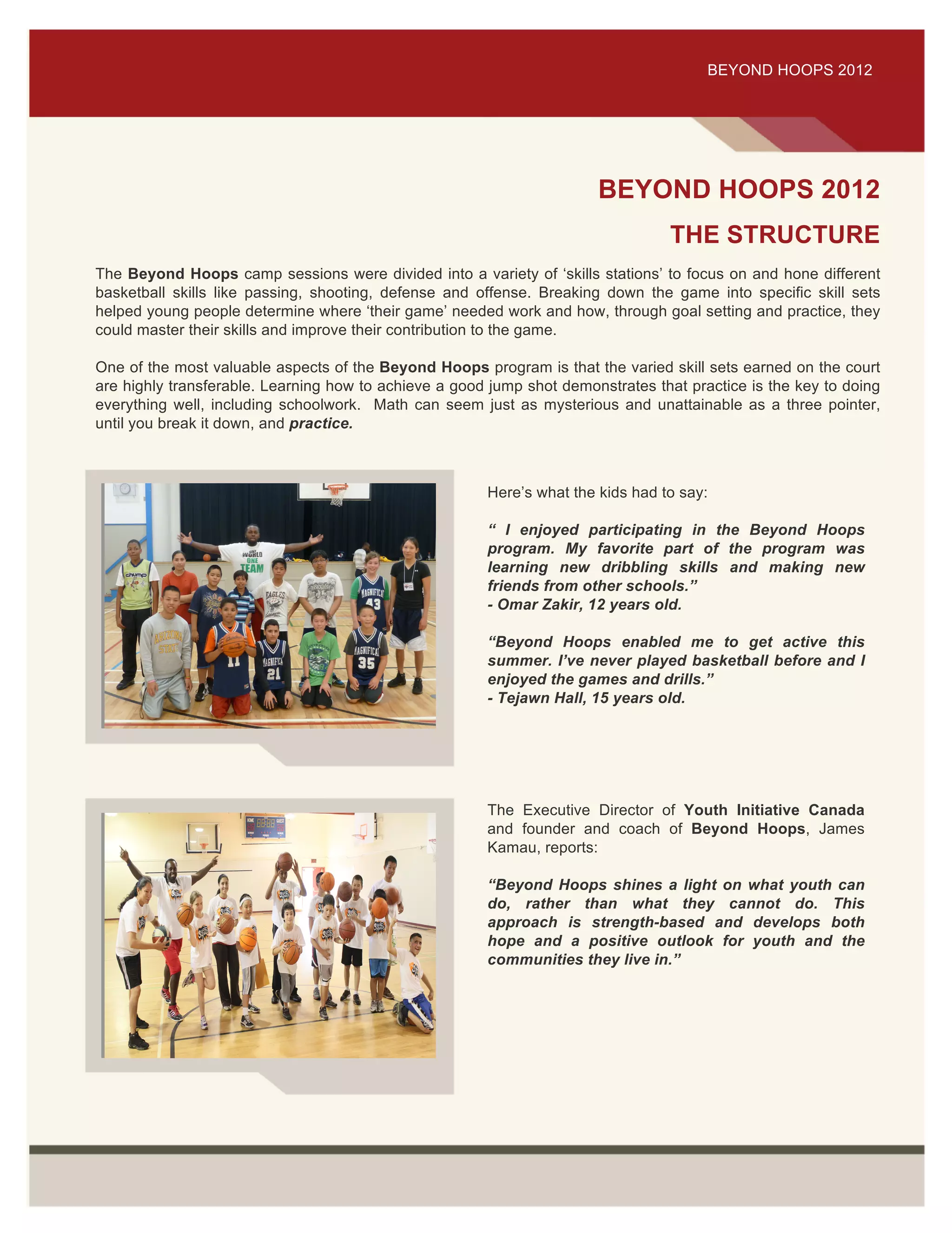 Beyond Hoops Burnaby Summer Camp 2012 | PDF