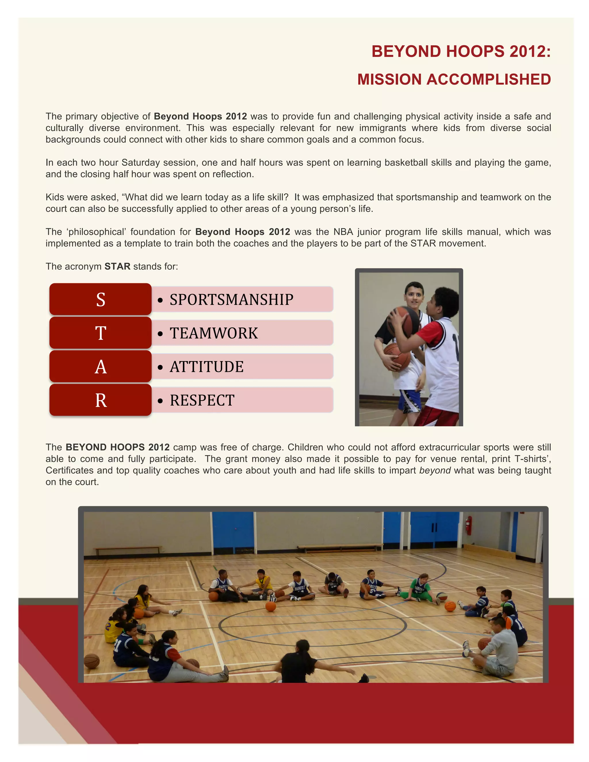 Beyond Hoops Burnaby Summer Camp 2012 | PDF