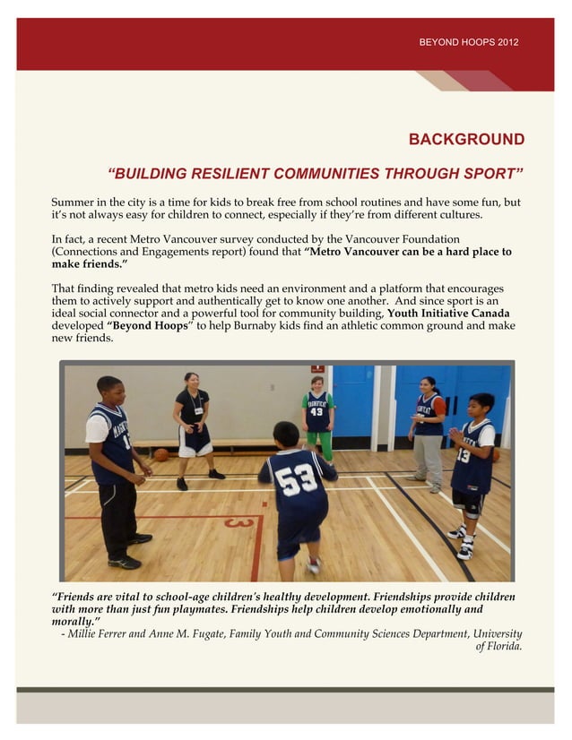 Beyond Hoops Burnaby Summer Camp 2012 | PDF