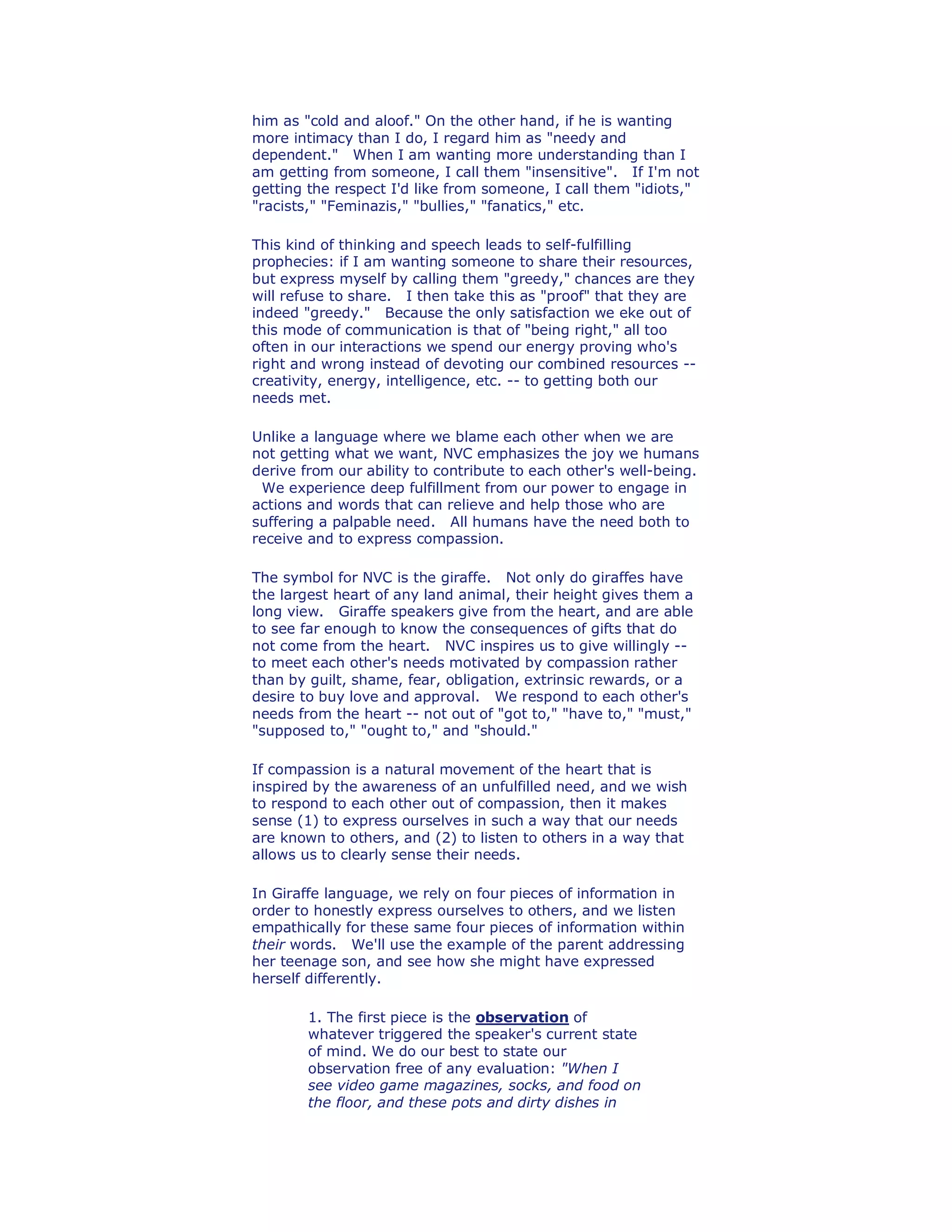 Beyond judgment and niceness nonviolent communication | PDF