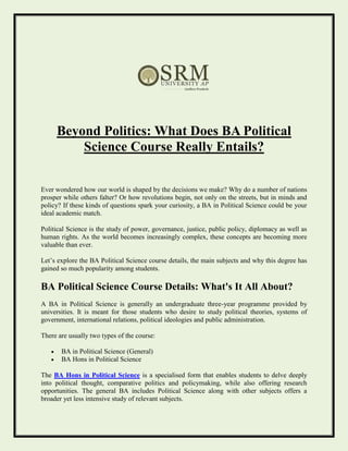 Beyond Politics: What Does BA Political Science Course Really Entails ...