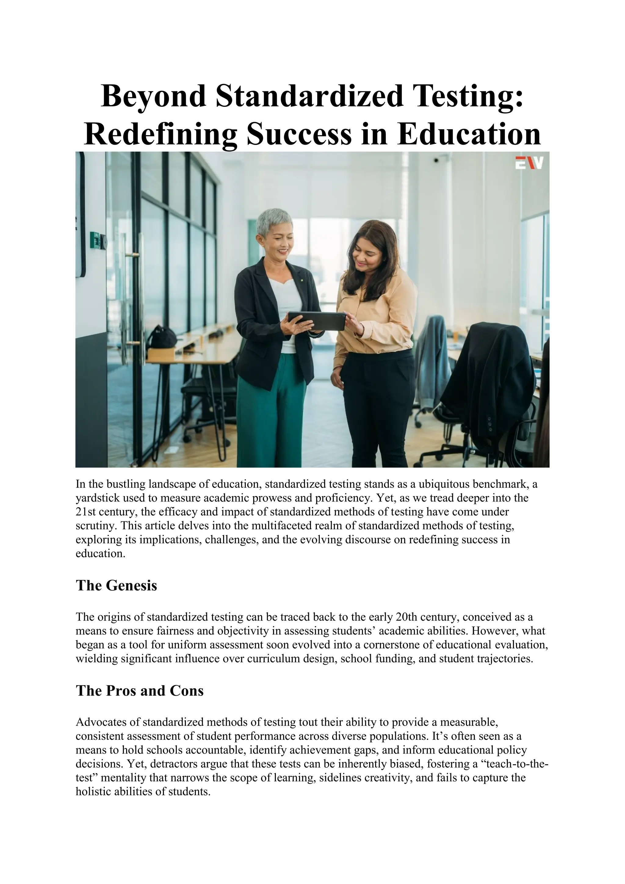 Standardized Testing: Redefining Success in Education | Enterprise ...