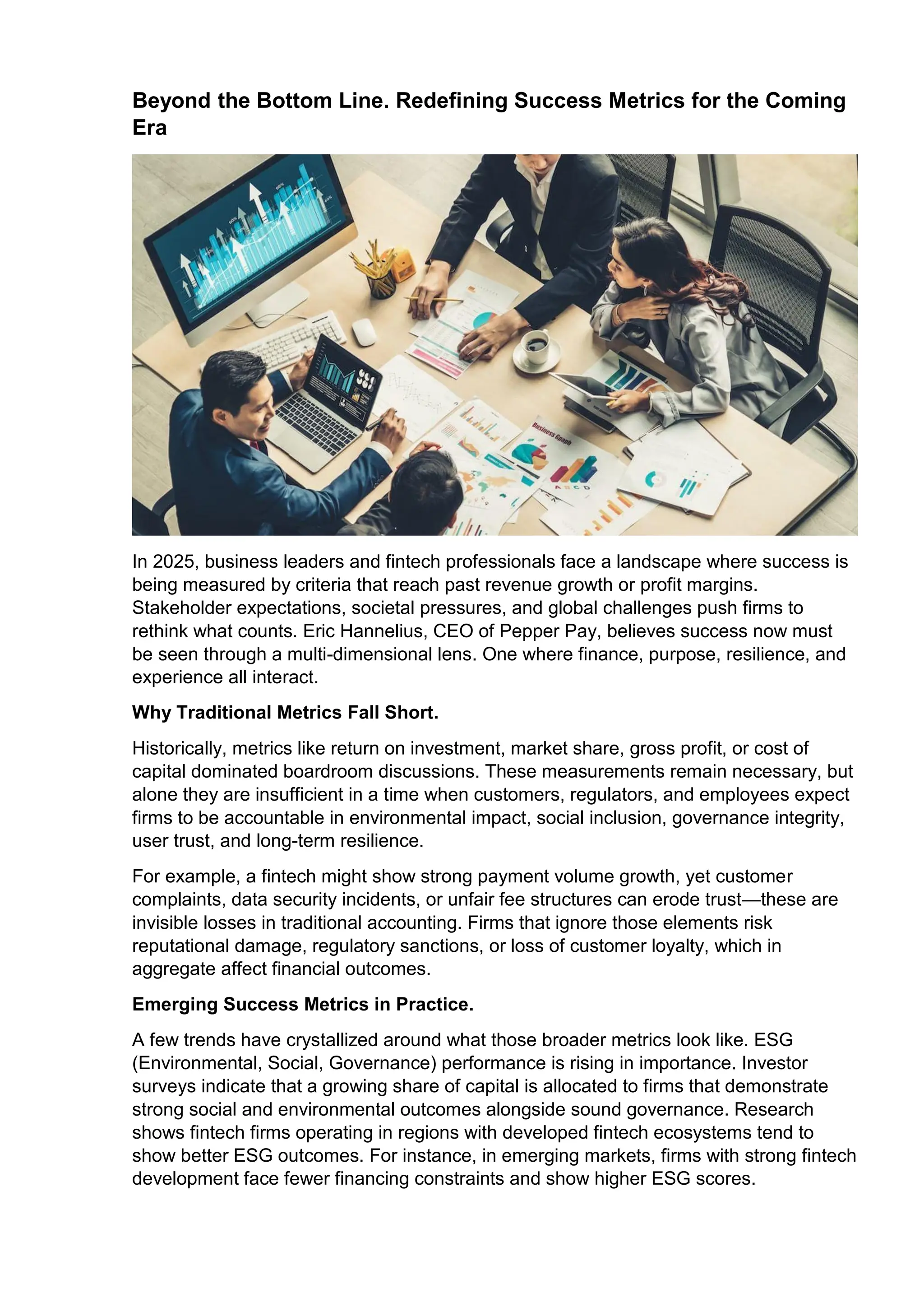 Beyond the Bottom Line. Redefining Success Metrics for the Coming Era ...