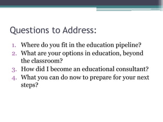 Beyond the Classroom: Non-Traditional Careers in Education | PPTX