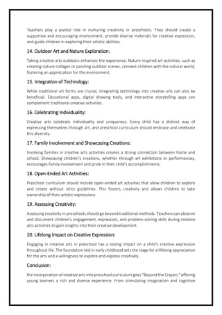 Beyond the Crayon Exploring Creative Arts in Preschool Curriculum | PDF ...