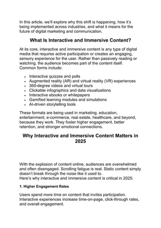 Beyond the Scroll How Interactive and Immersive Content Is Redefining ...