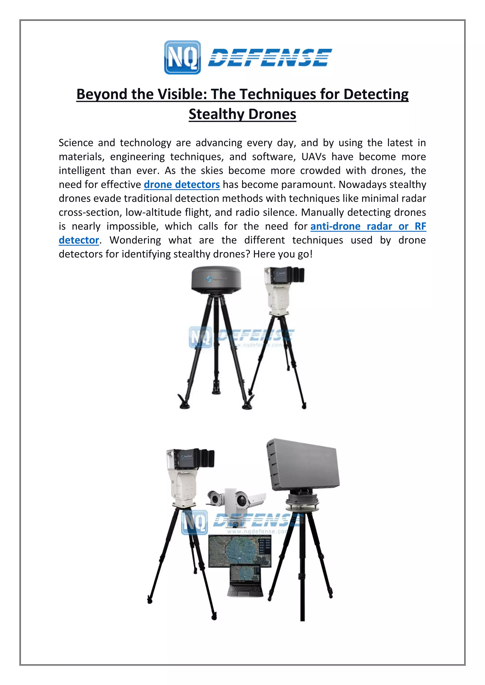 Beyond the Visible: The Techniques for Detecting Stealthy Drones | PDF