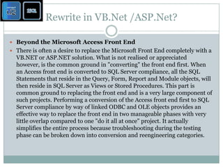 Migrate Access to SQL Server/Azure | PPTX | Databases | Computer Software and Applications
