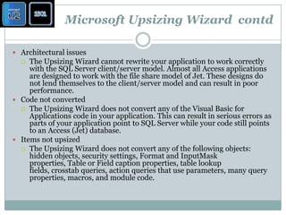 Migrate Access to SQL Server/Azure | PPTX | Databases | Computer Software and Applications