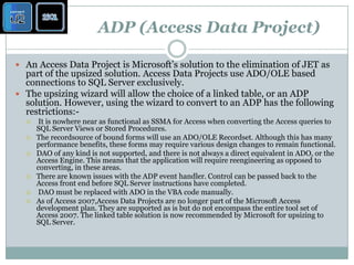 Migrate Access to SQL Server/Azure | PPTX | Databases | Computer Software and Applications