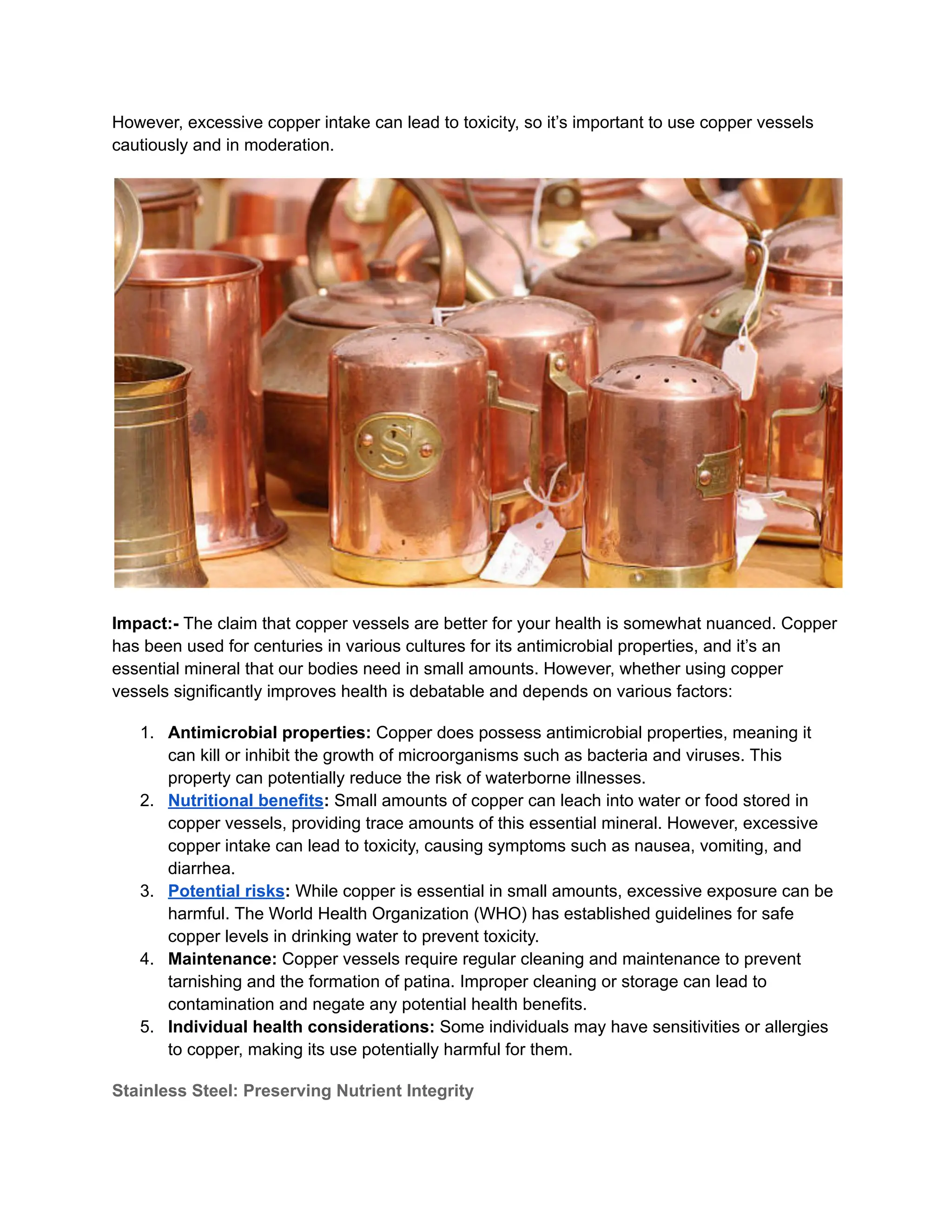 How Your Choice of Metal Vessel Impacts Nutrition? | PDF