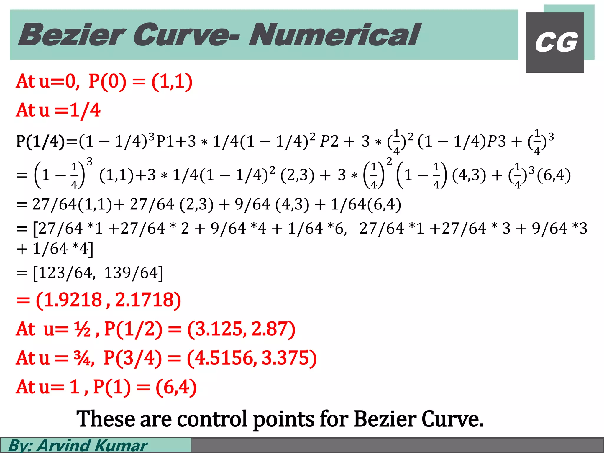 Bezier Curve And B Spline Curve Pptx Physics Science