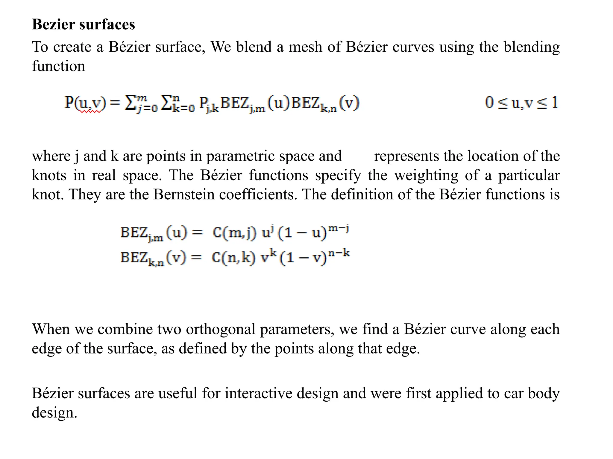 bezier surface introduction and properties | PPTX