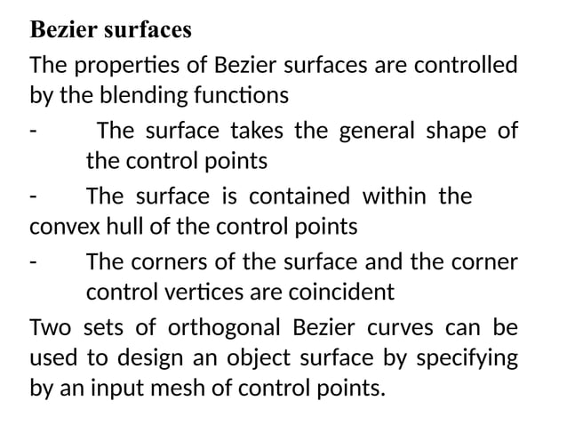 bezier surface introduction and properties | PPTX