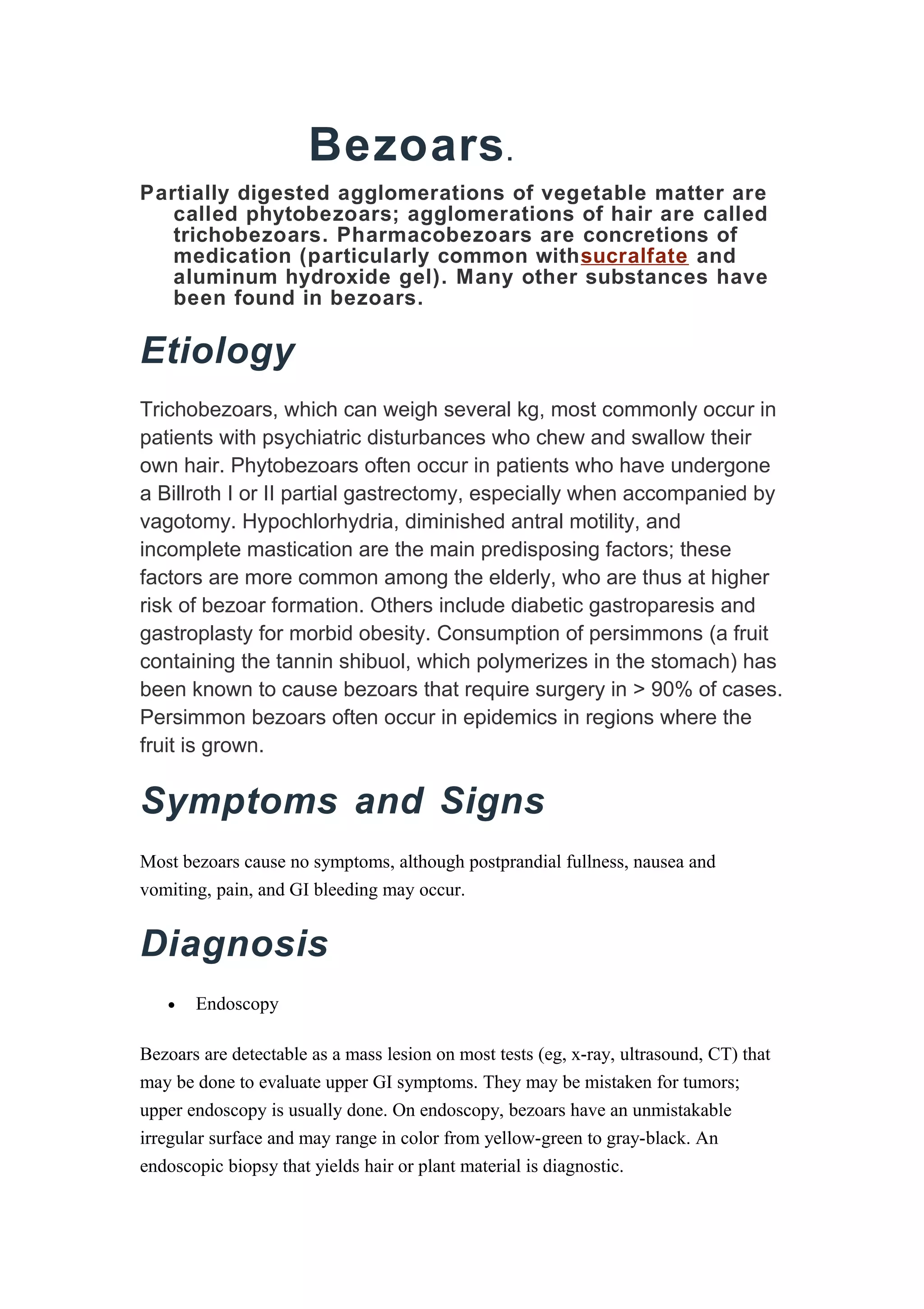 Bezoars | DOC