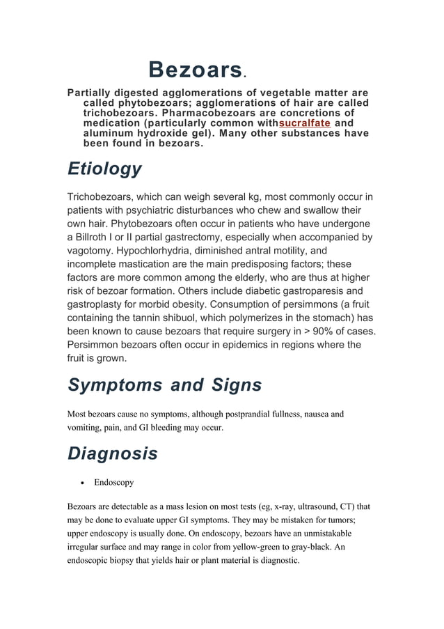 Bezoars | DOC