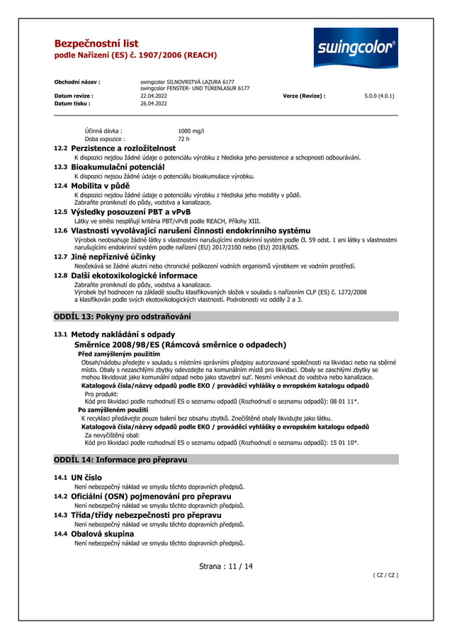Bezpečnostní list.pdf - important safety notices | PDF
