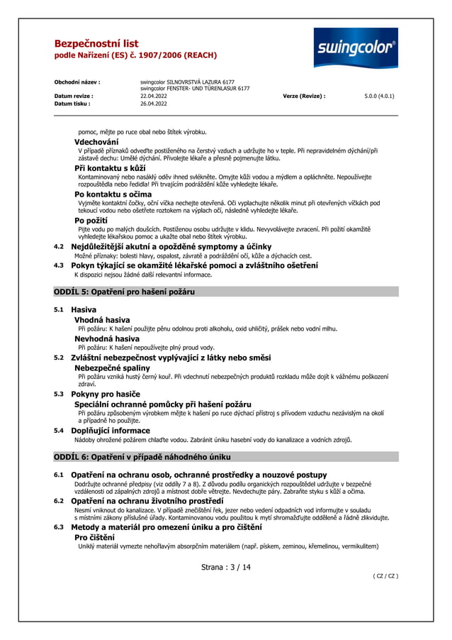 Bezpečnostní list.pdf - important safety notices | PDF