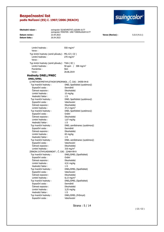 Bezpečnostní list.pdf - important safety notices | PDF