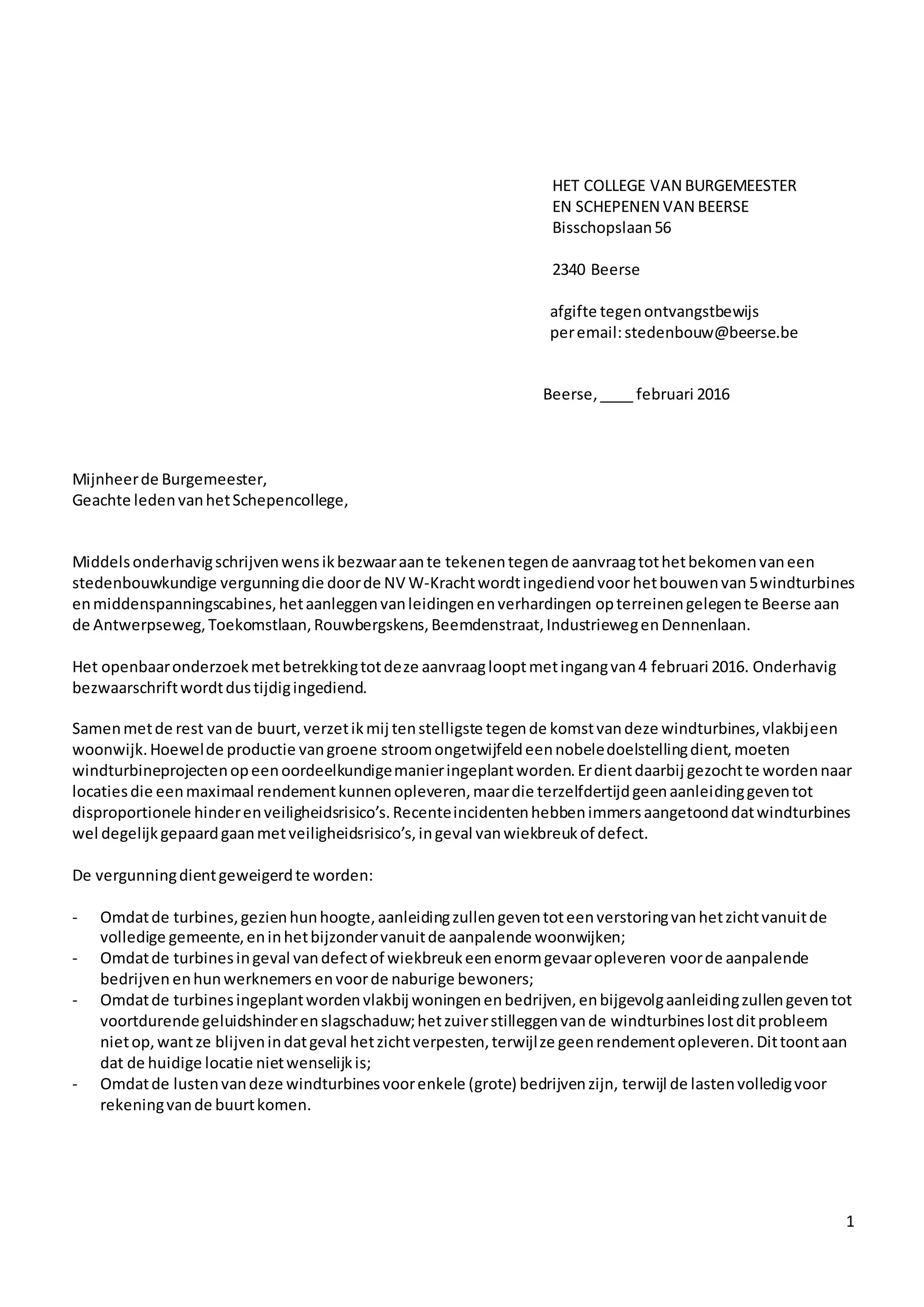Bezwaar bouwvergunning sv individueel | DOCX