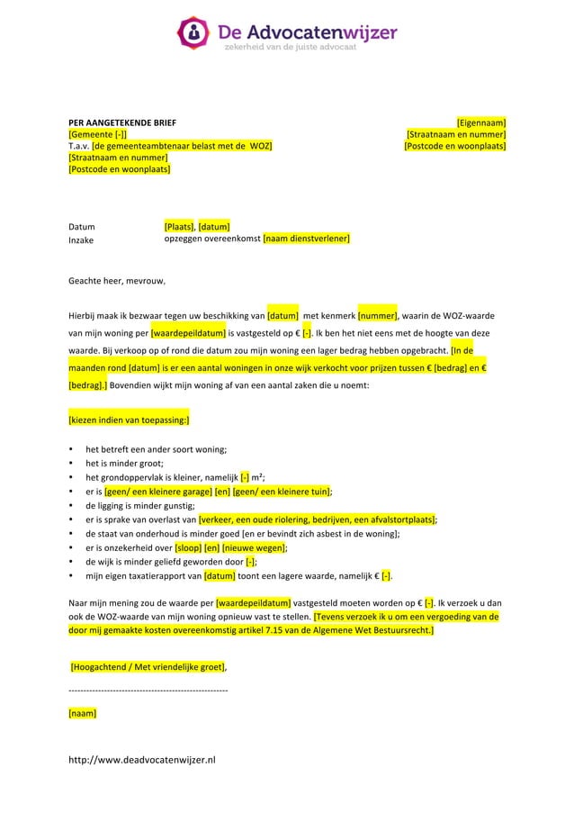 Bezwaar woz waarde de advocatenwijzer | PDF