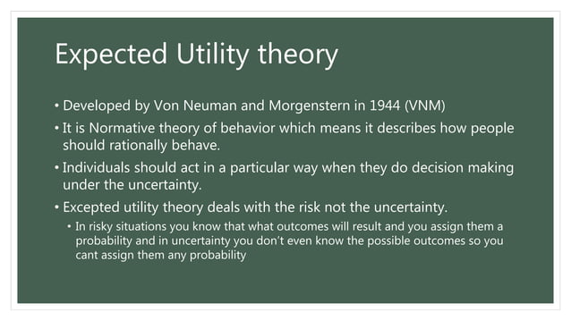 Expected Utility Theory Prospect Theory Disposition Effect Heuristics And Biases Pptx