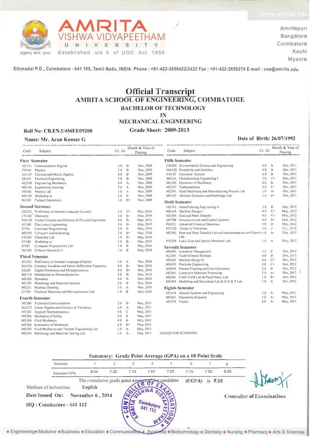 OFFICIAL TRANSCRIPT | PDF