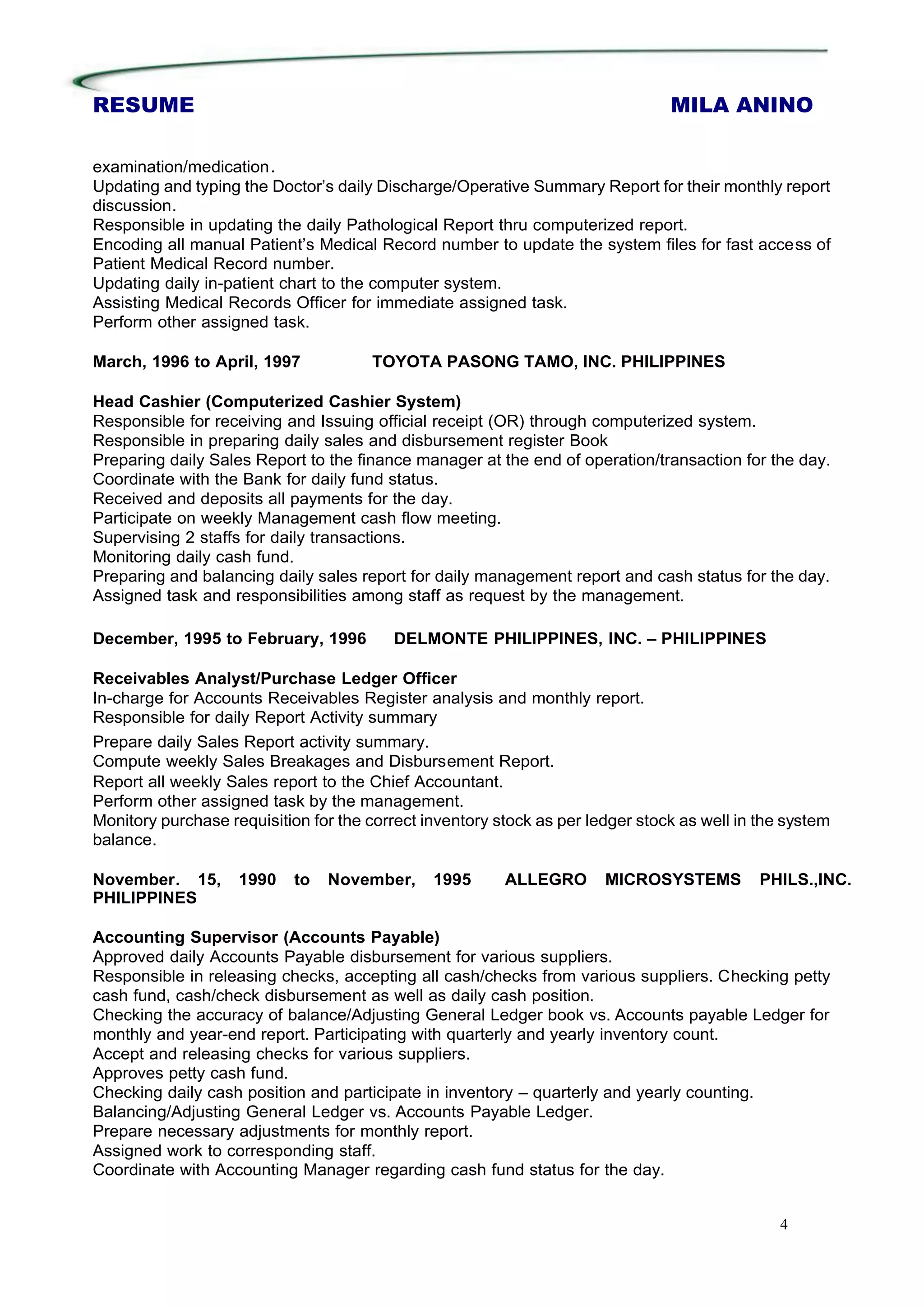 cv mila anino | PDF | Civil Engineering Industry | Industries