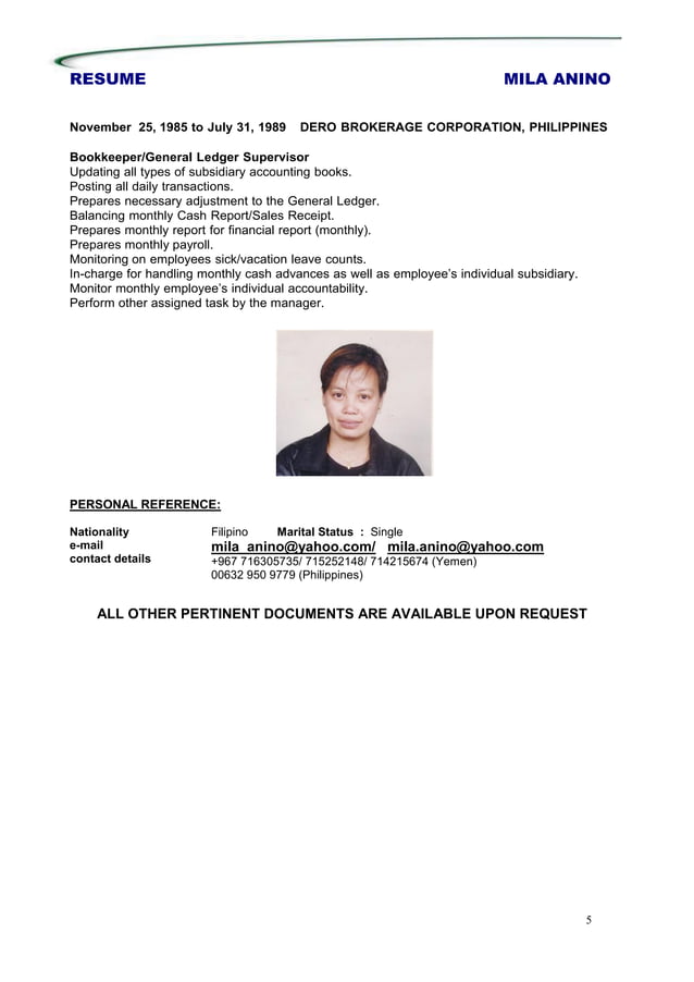 cv mila anino | PDF | Civil Engineering Industry | Industries