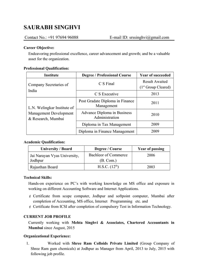 C_V of Saurabh | PDF