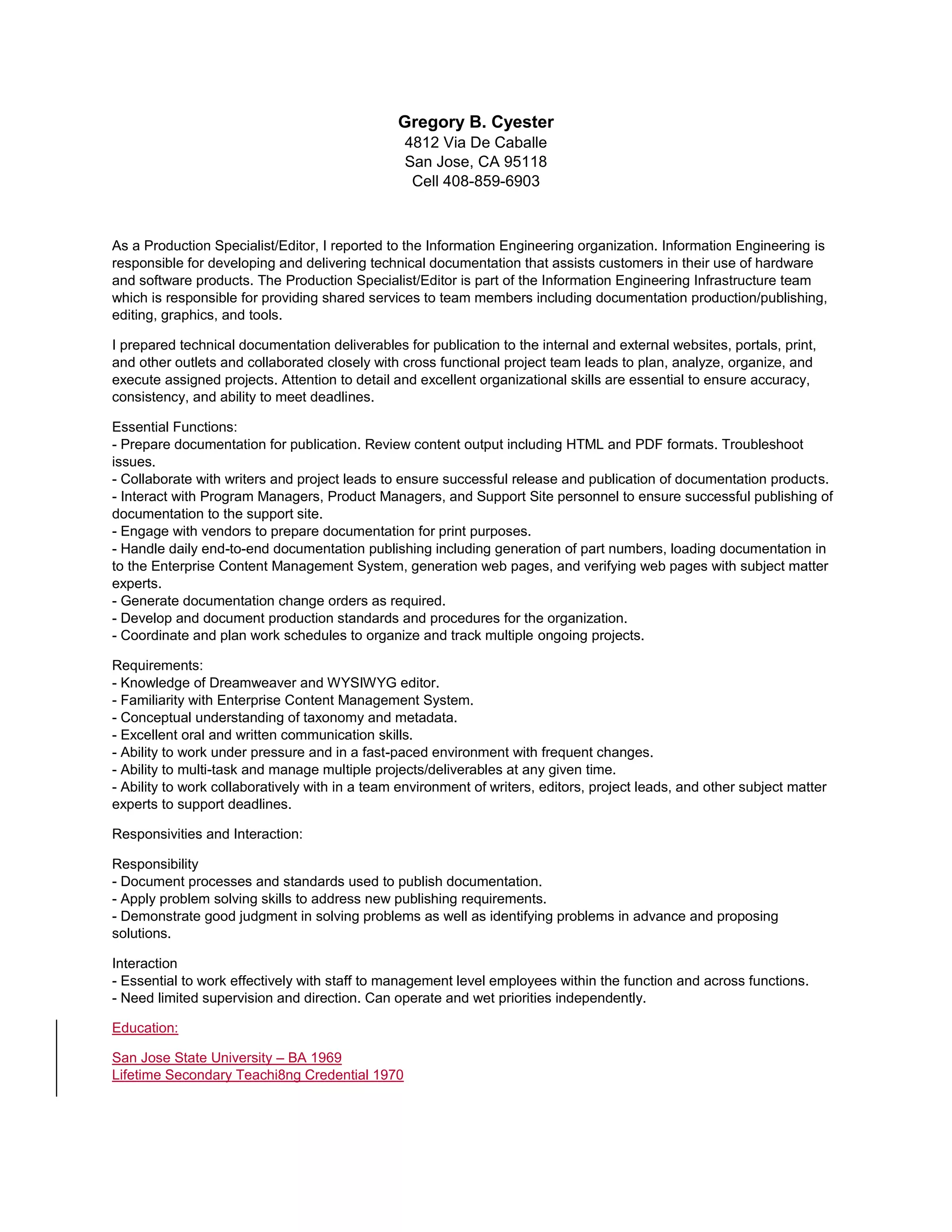 Gregory resume | PDF