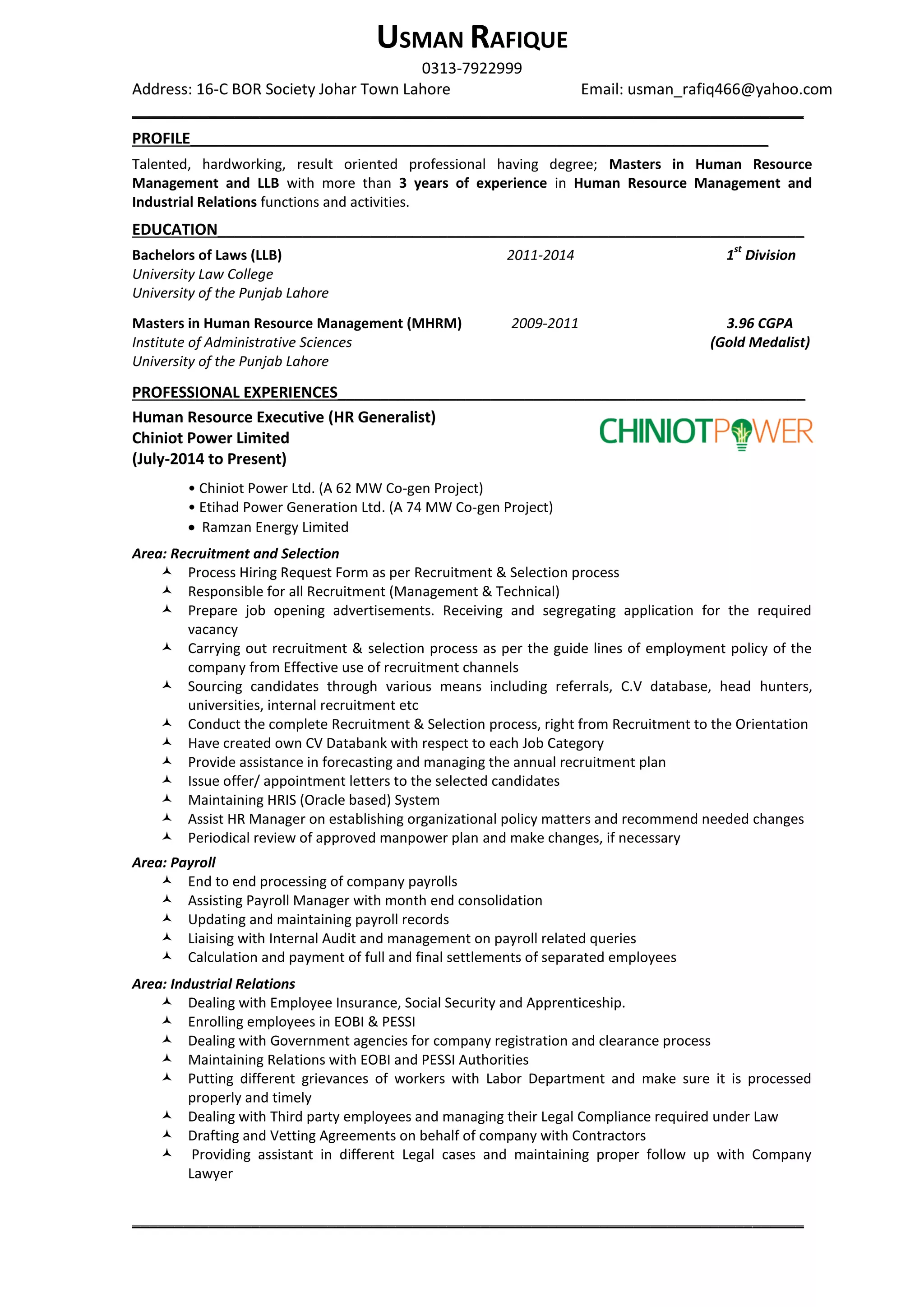 CV-Usman Rafique | PDF