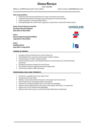 CV-Usman Rafique | PDF